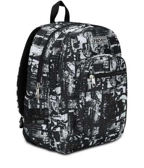 Seven – Boy Jet Black 2 Zip School Bag Fit A4 – Eduline Malta