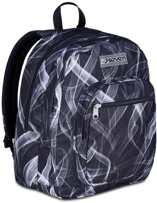 SEVEN FREETHINK JET BLACK BACKPACK 2 Large compartments fit A4 ...