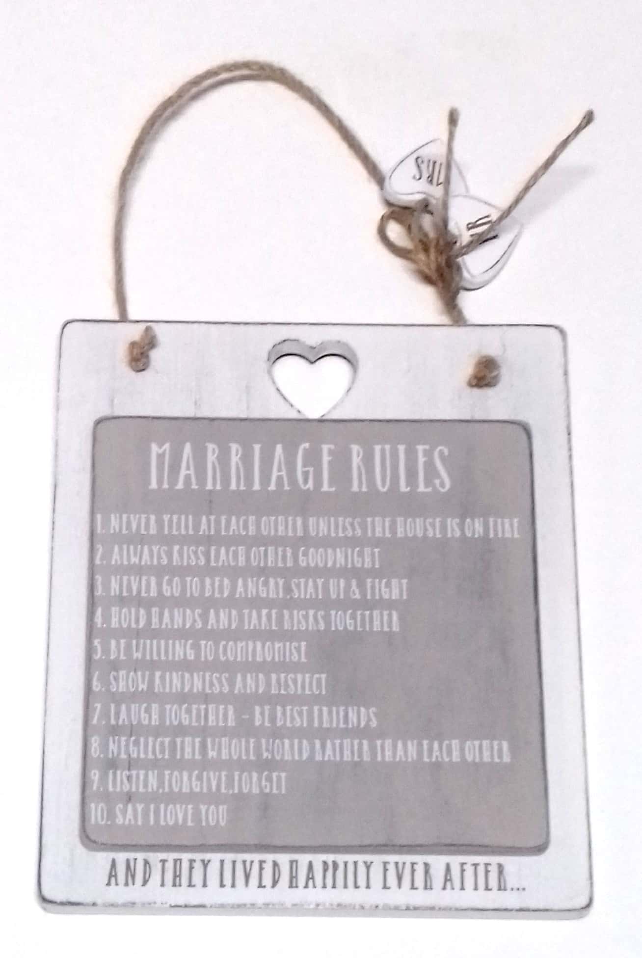 Marriage Rules Wooden Plaque – Eduline Malta