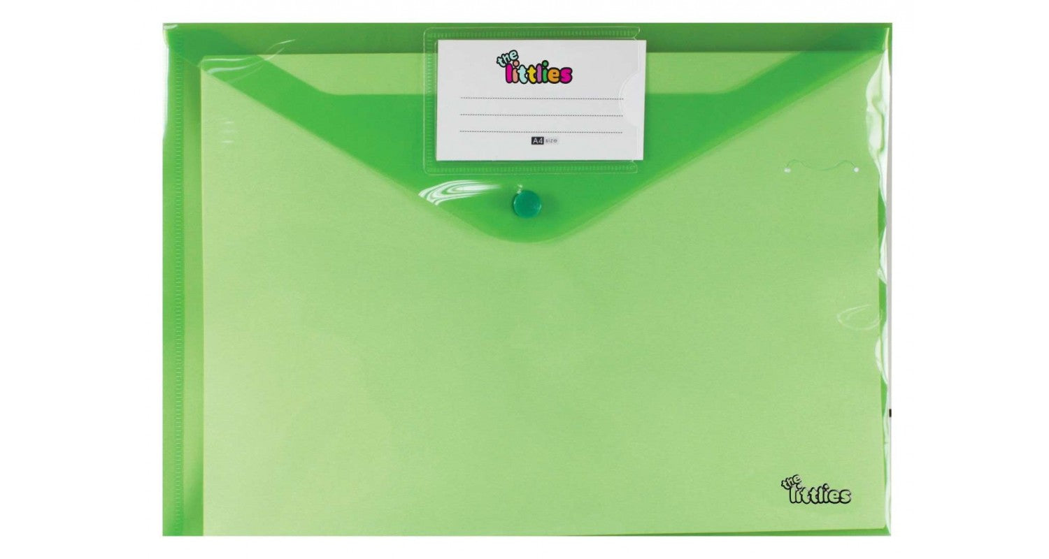 Plastic A4 Button Envelope Green – Eduline Malta
