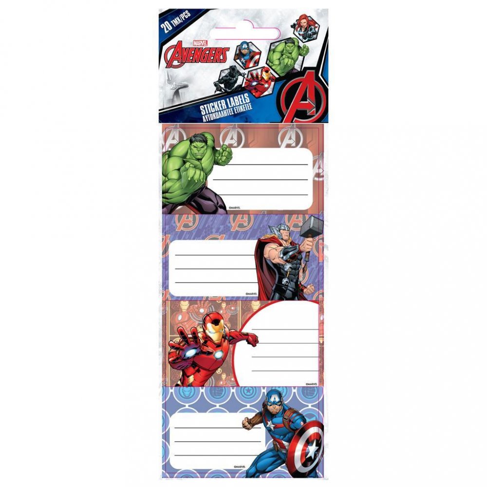 Sticker Labels Avengers 20Pcs – Eduline Malta